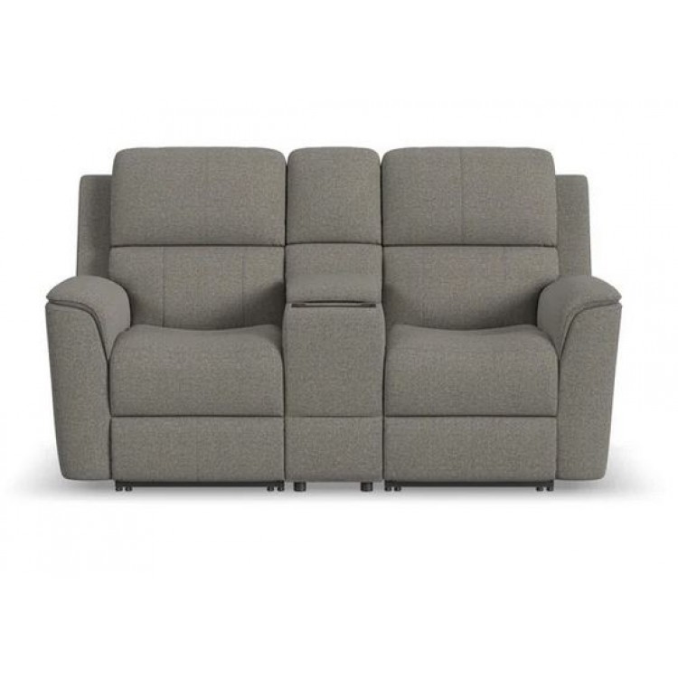 Wiggins Furniture Inc. Henry Fabric Power Reclining Loveseat with Console and Power Headrests and Lumbar